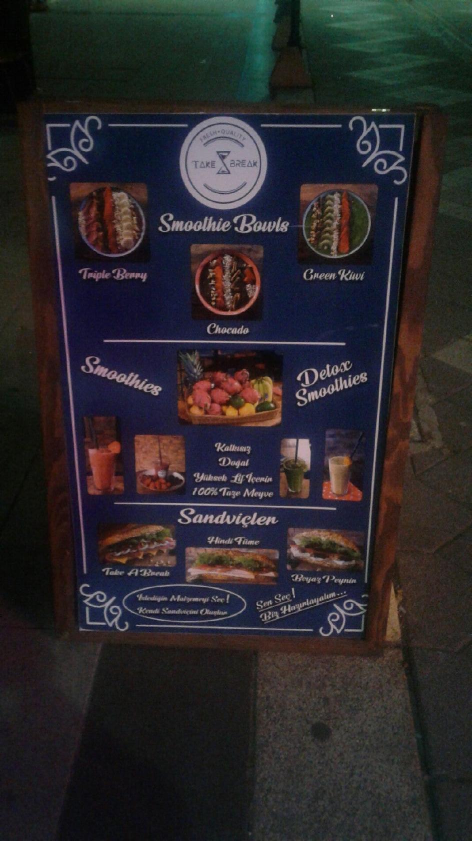 Menu at Take A Break, Yalova