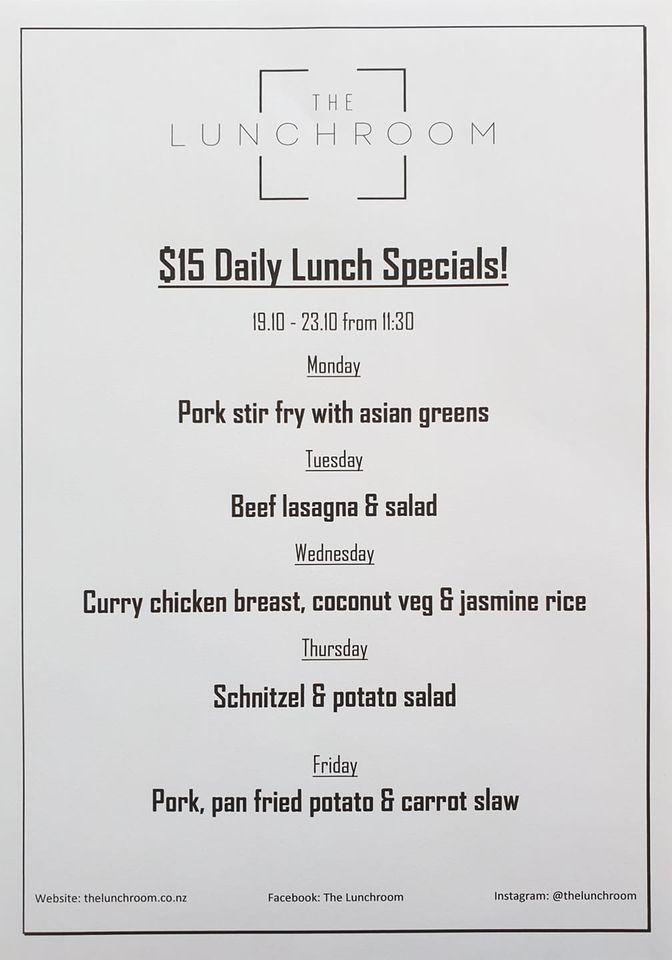 Menu at The Lunchroom cafe, Auckland, level 1/45 Queen St