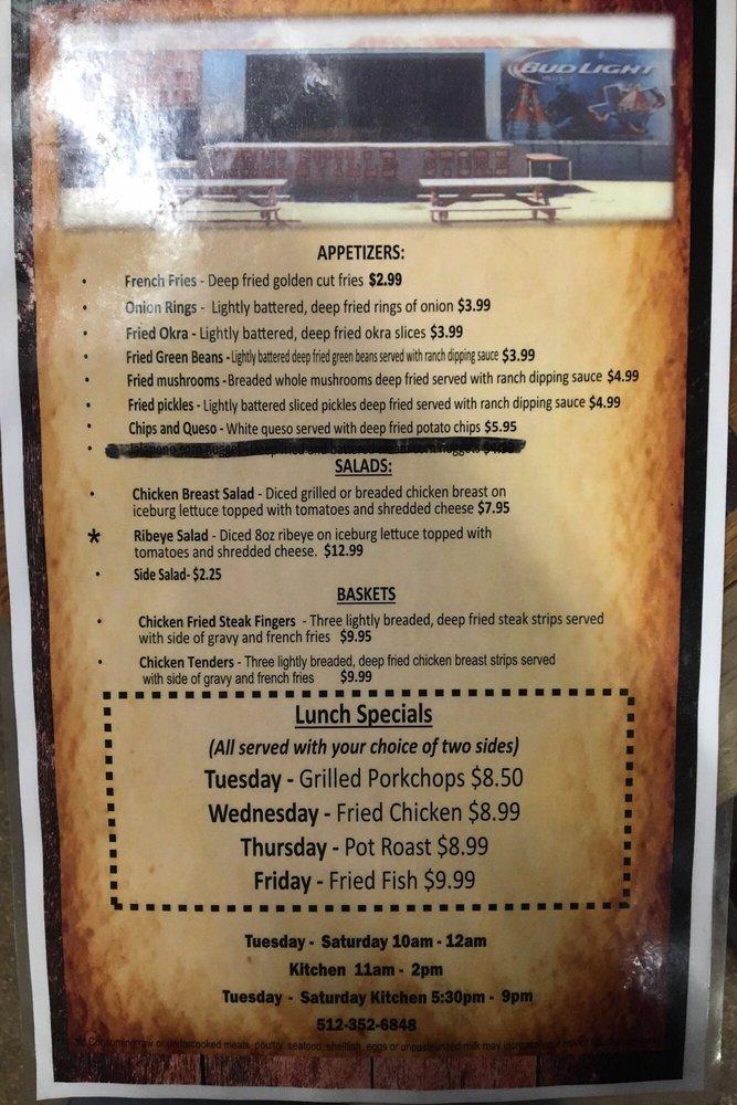 Menu at Circleville Store restaurant, Taylor, 600 State Hwy 95