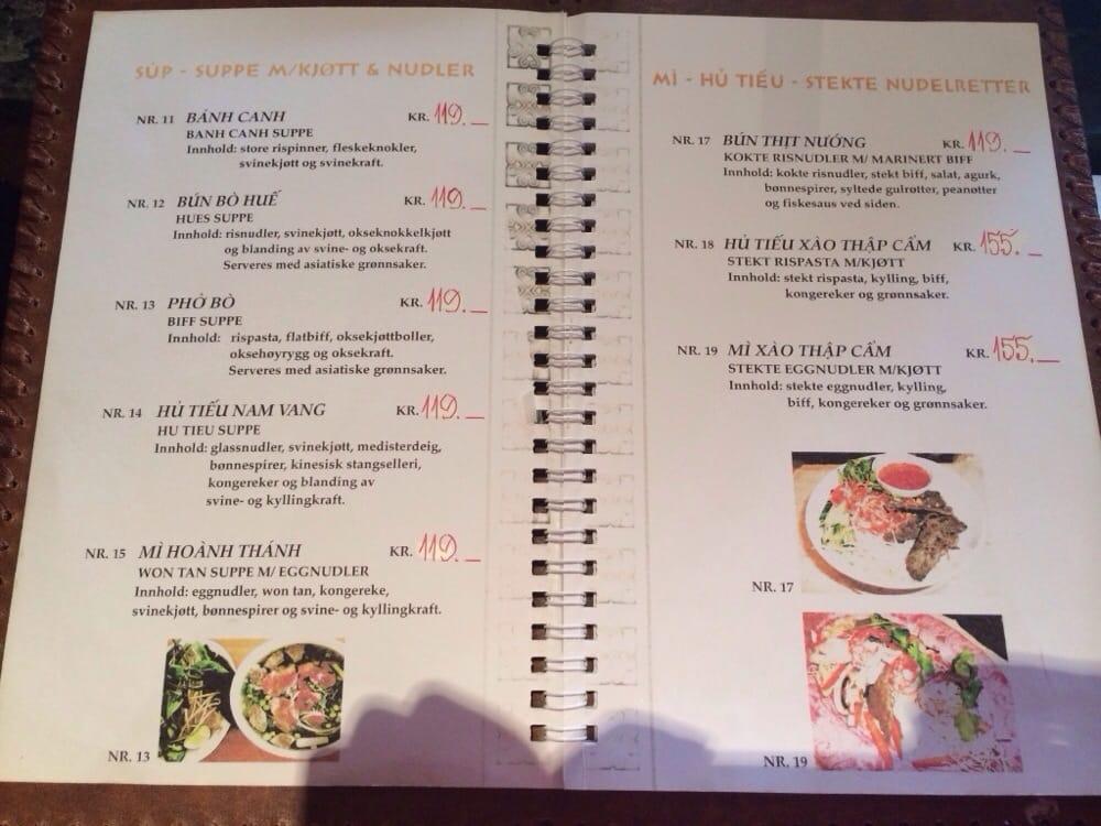 Menu at Dalat Cafe, Oslo