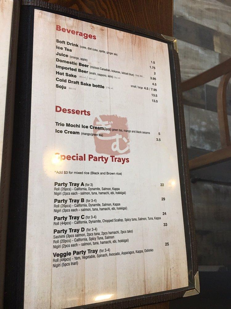 Menu at Kimu Japanese Cuisine restaurant, Vancouver