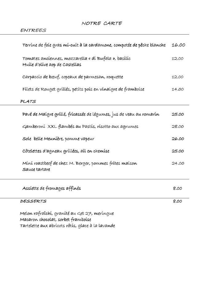 Menu au Le Bistrot de Guillaume restaurant, Moulins