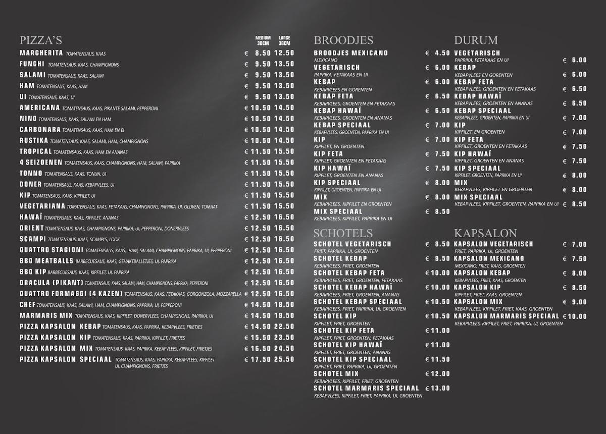 Menu at Marmaris Merksem, Antwerp, Terlindenhofstraat 155