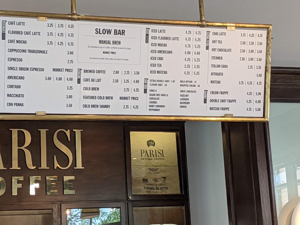 Menu at Parisi - Overland Park cafe, Overland Park