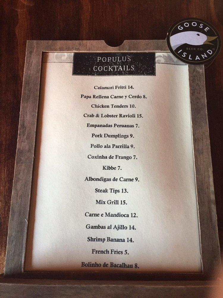 Menu at Populus Tapas & Bar, Chelsea