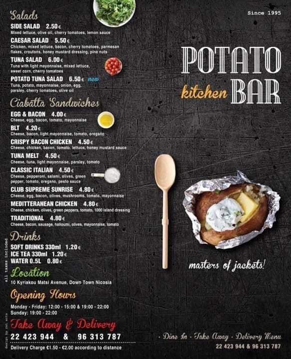 Speisekarte von Potato Bar, Nikosia