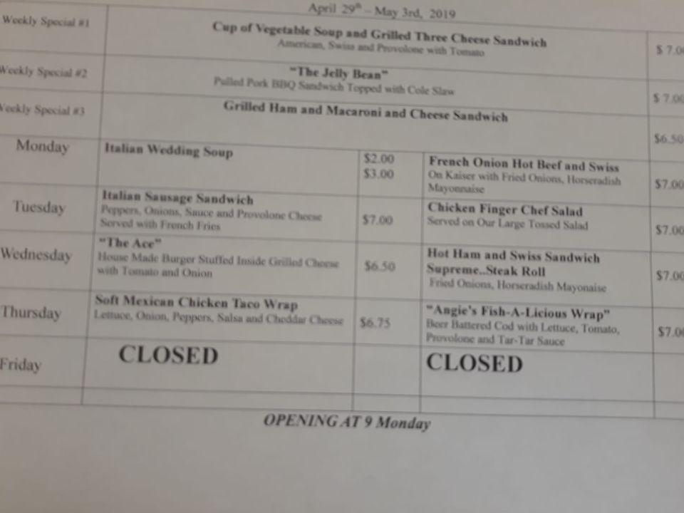 Menu at Sweet Beginnings restaurant, Boyertown