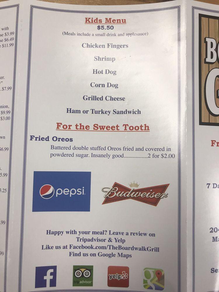 Menu at The Boardwalk Grill restaurant, Madeira Beach, 204 johns pass ...