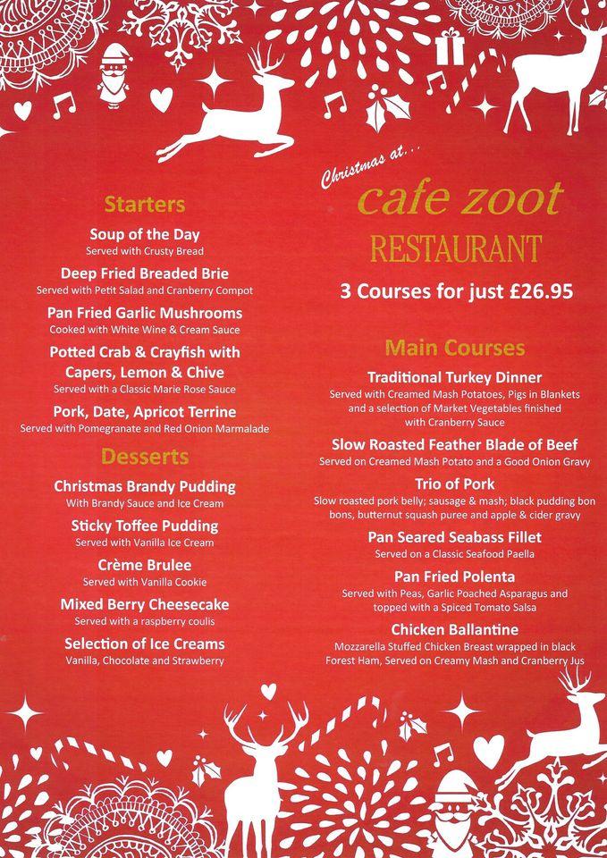 Menu at Cafe Zoot, Lincoln