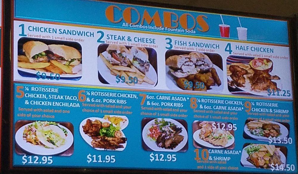 Menu at La Brasa Chicken restaurant, Lorton
