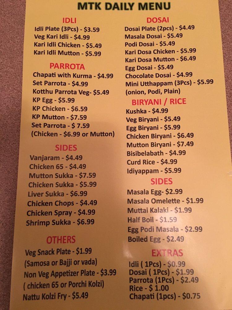 Menu at Madurai Thattu Kadai restaurant, Plano, Spring Creek Pkwy #100