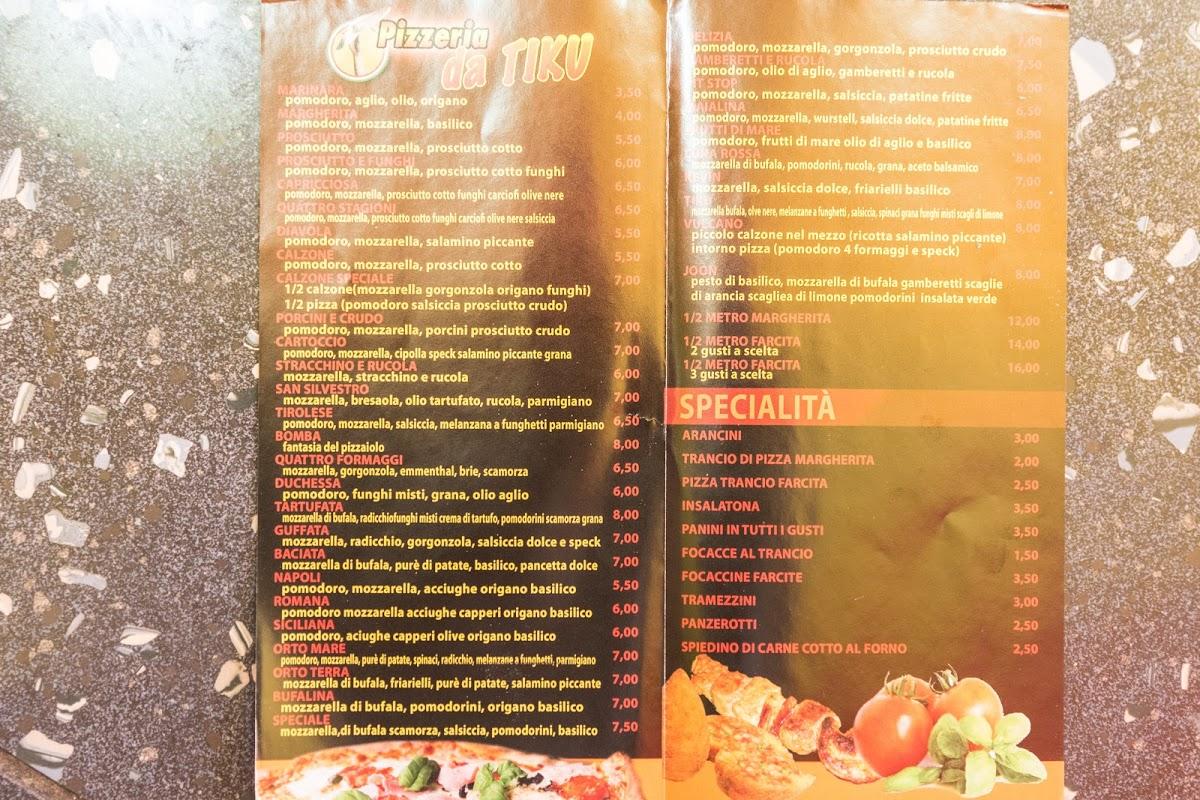 Menu at Pizzeria Da Kledi, Parma