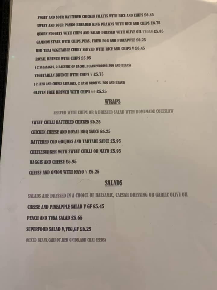 Menu at The City Royal Bar, Brechin