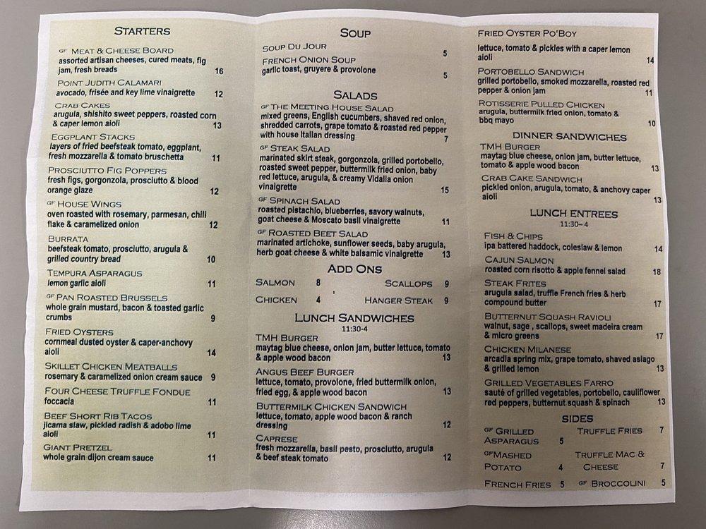 Menu at The Meeting House pub & bar, Longmeadow