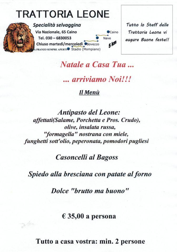 Menu da Trattoria Pizzeria Leone, Caino