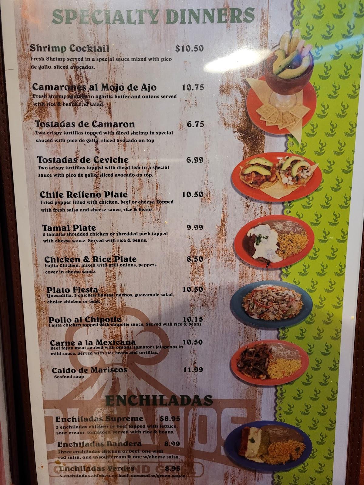Menu at Volcano's Cantina and Grill restaurant, Norman