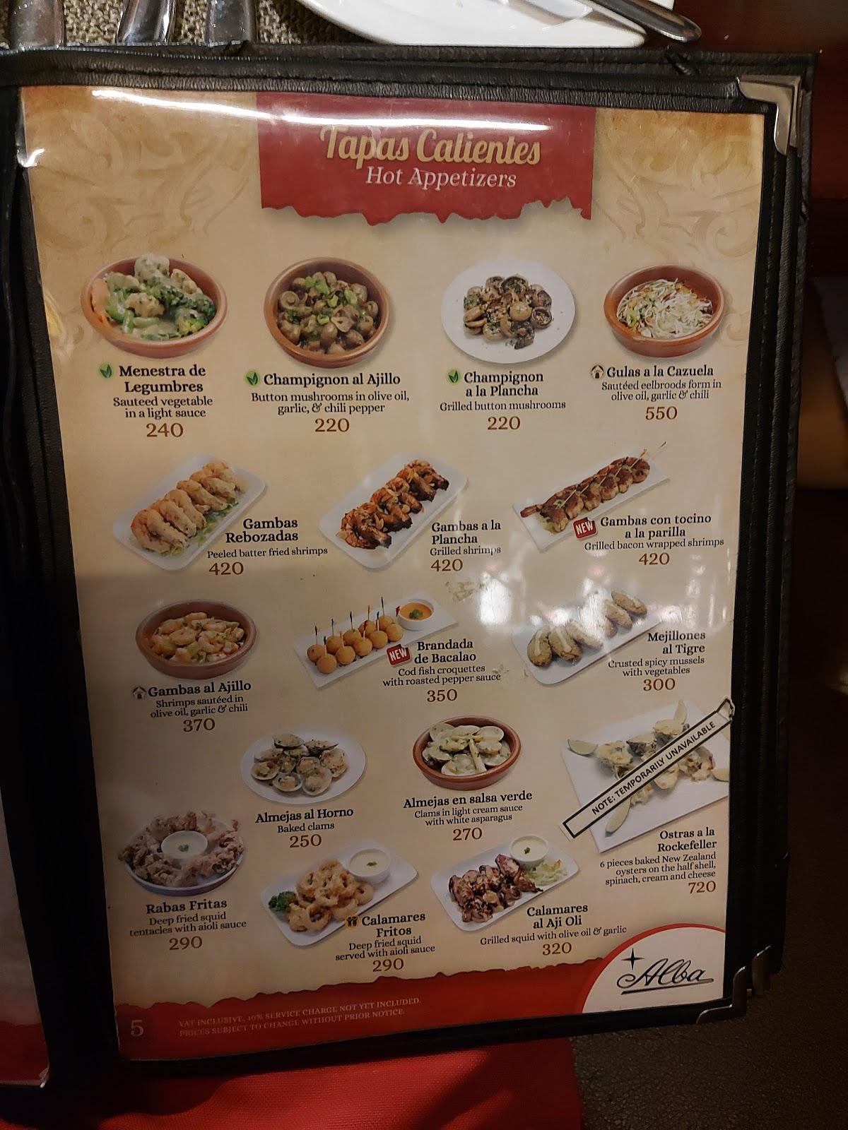 Menu at Alba Restaurante Español, Quezon City