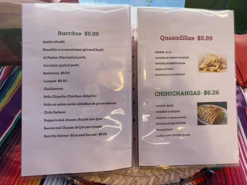 Menu at Cielito Lindo Authentic Mexican Food restaurant, Momence