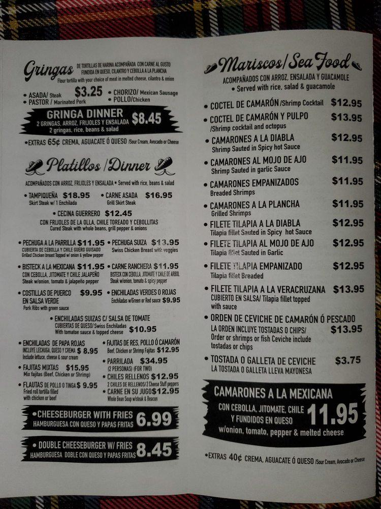 Carta del restaurante El Don, Alsip