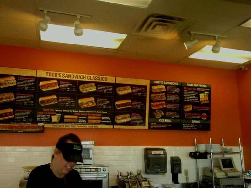 Carta de comida rápida TOGO'S Sandwiches, Yuba City