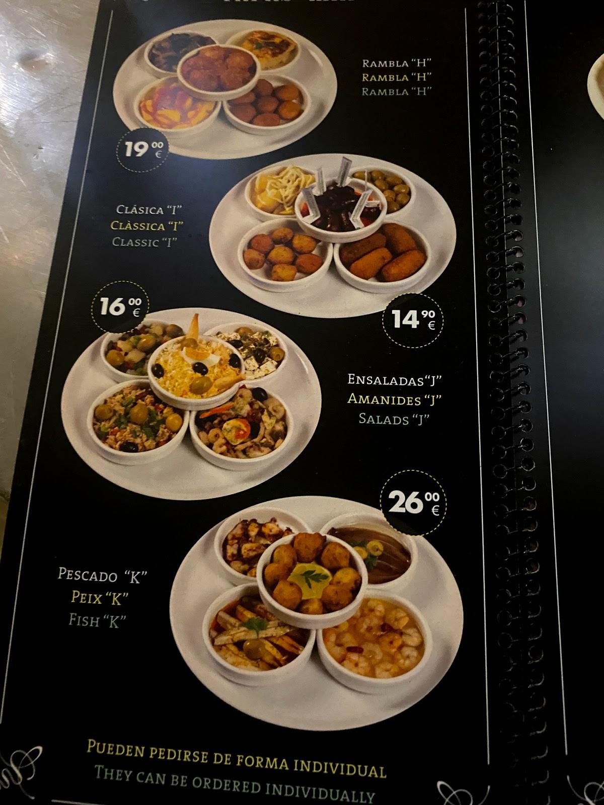 Menu at Cafè de l'Òpera cafe, Barcelona
