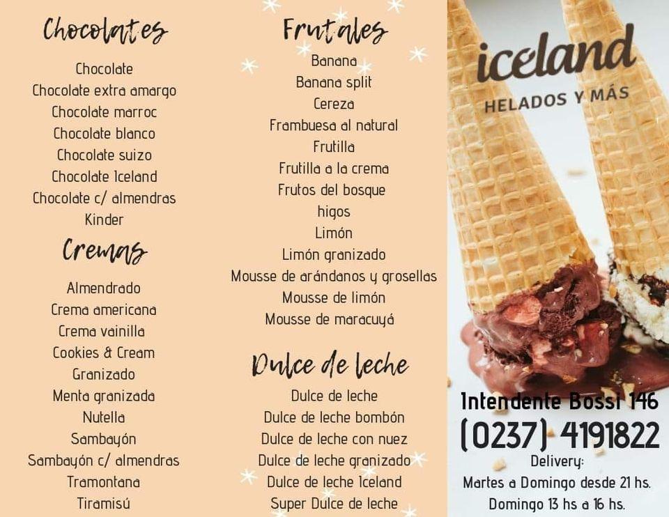 Menu at Iceland, Buenos Aires, Int Nemesio Alvarez 298