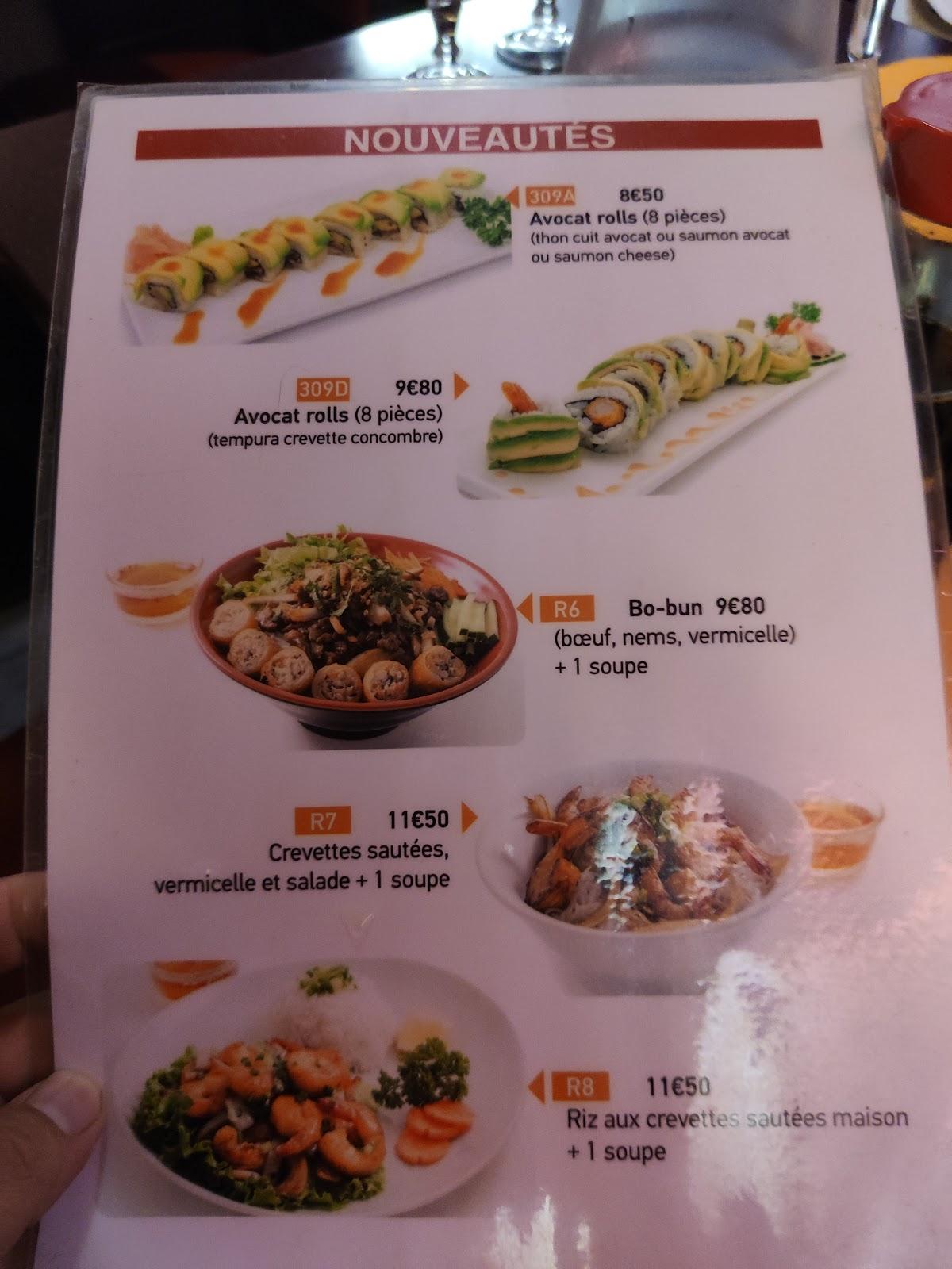 Menu au okinawa restaurant, Pantin