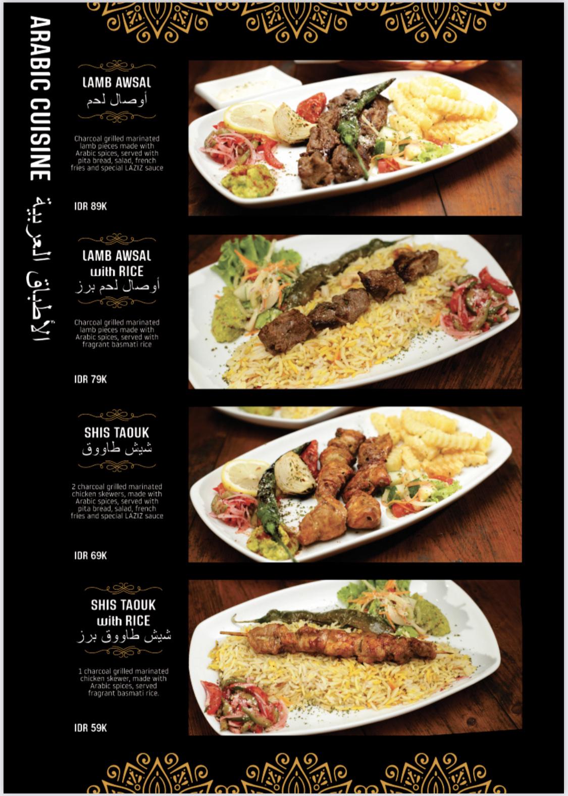 Menu at LAZIZ ARABIC RESTO restaurant, Balikpapan