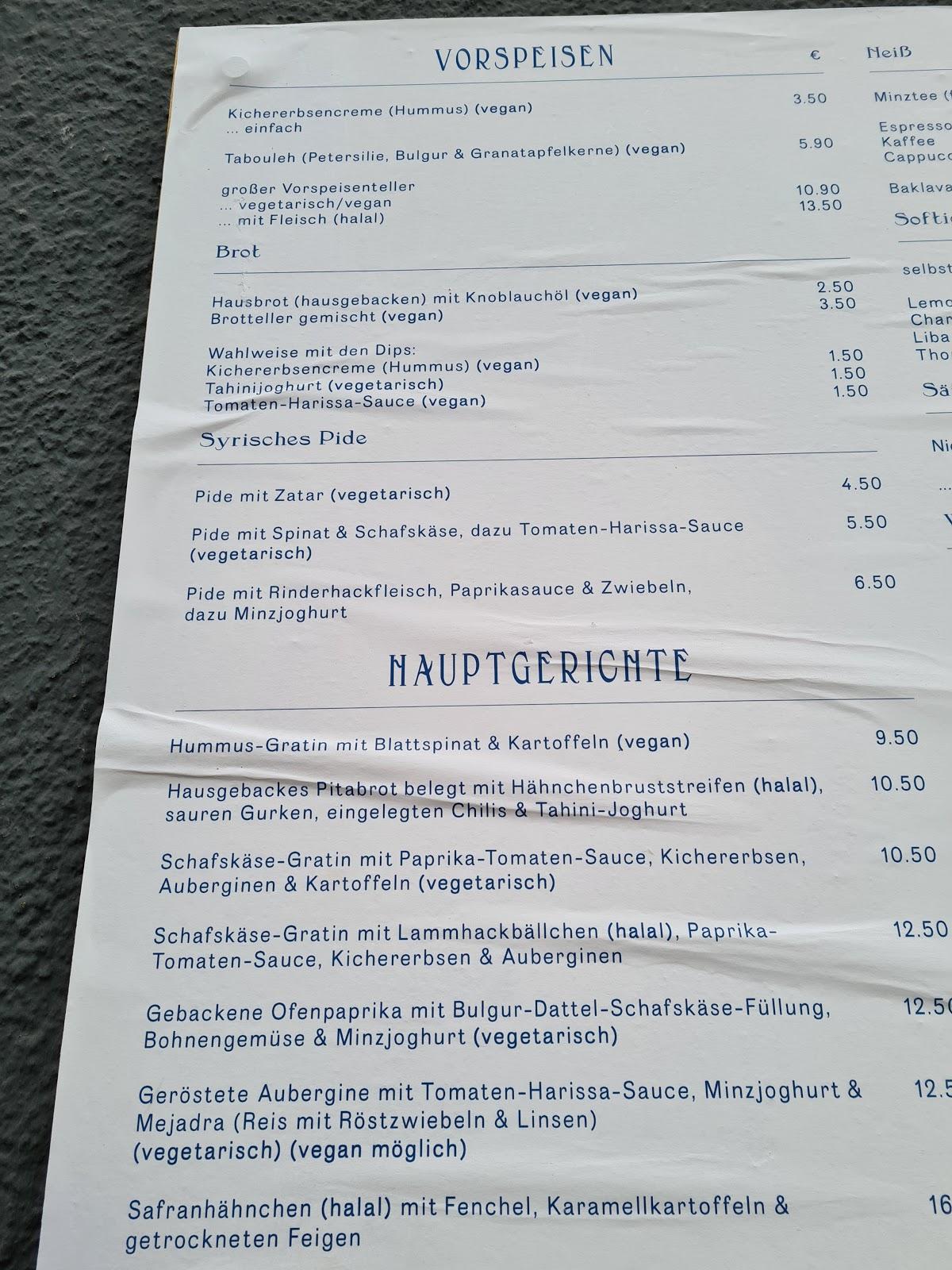 Menu at Salam Kitchen restaurant, Münster