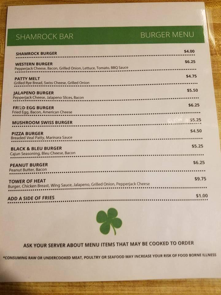 Menu at Shamrock Tavern pub & bar, Manton