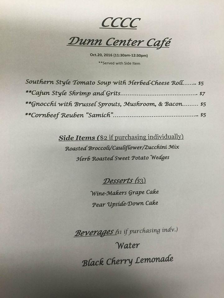 Menu at Dunn Center Café cafe, Dunn