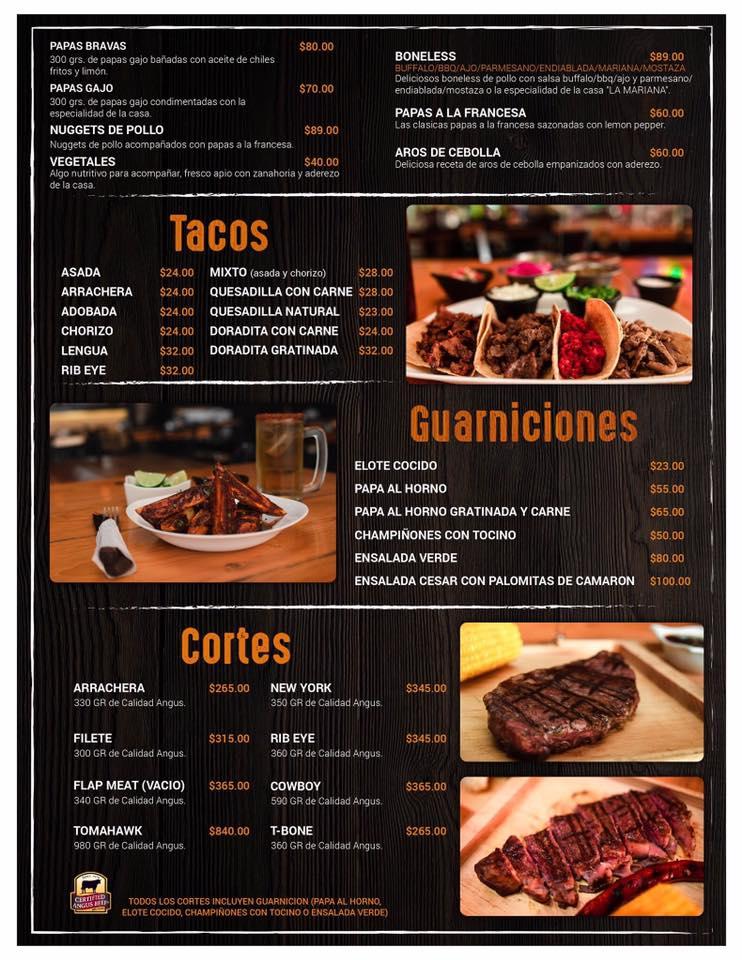 Menu at La Mariana Parrilla Premium, Tepic