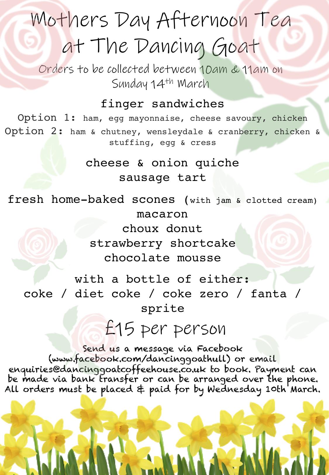 Menu at The Dancing Goat Coffee House, Hull