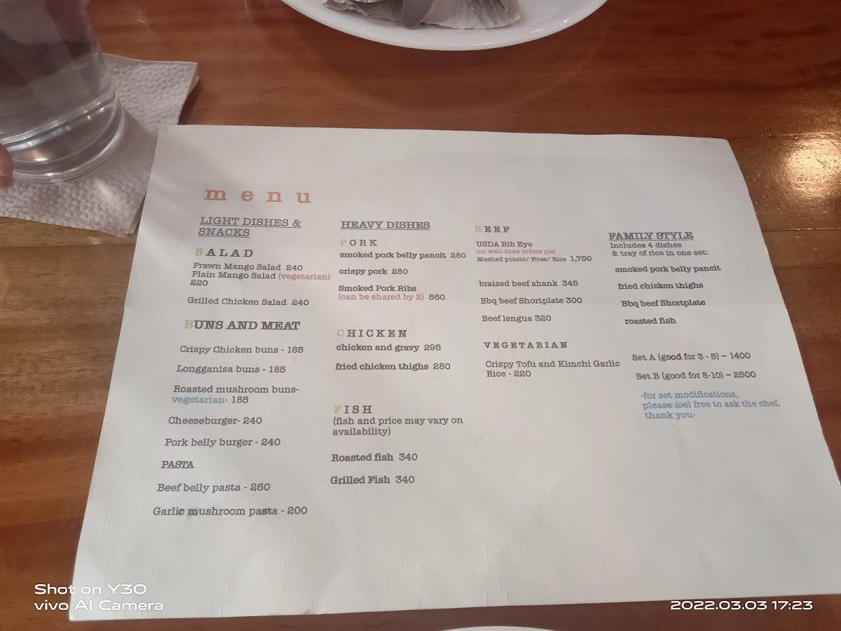 Menu at Adamo Dumaguete restaurant, Dumaguete, Tindalo St