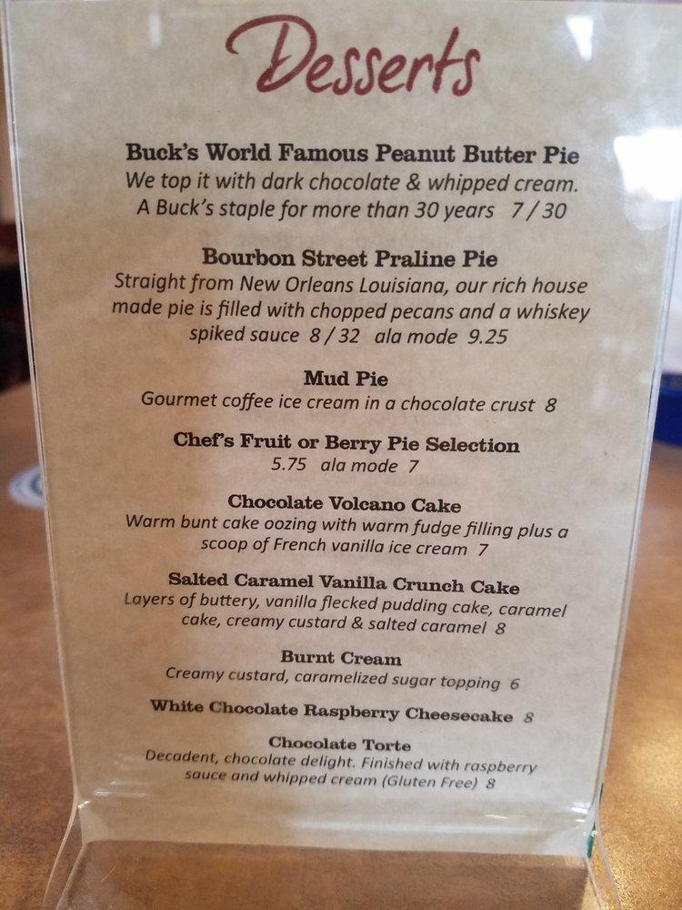 Menu at Buck's American Cafe, Everett
