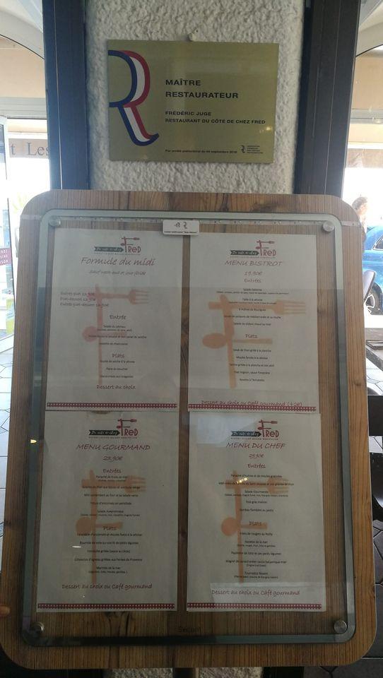 Menu at Du côté de chez Fred restaurant, Sète, 26 Prom. Jean-Baptiste Marty