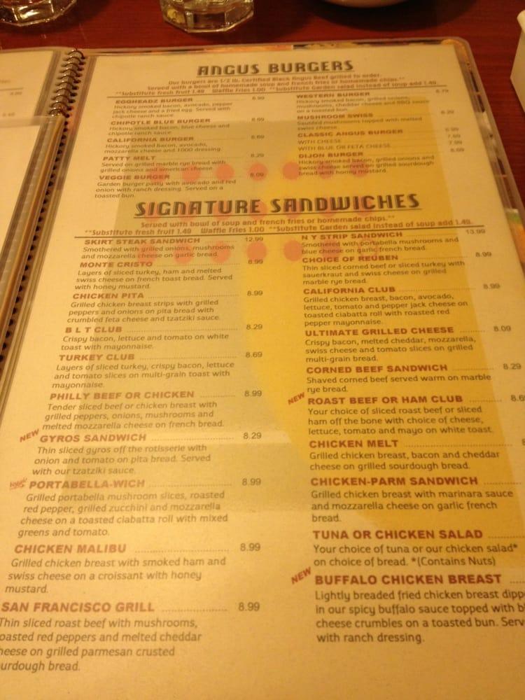 Menu at Eggheadz Cafe, Tinley Park