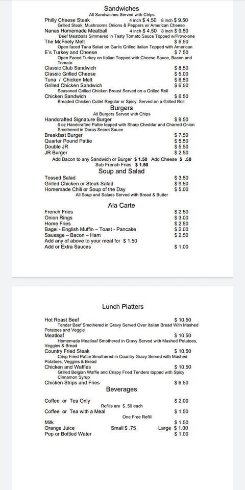 Menu at No Name Cafe, Pittsburgh