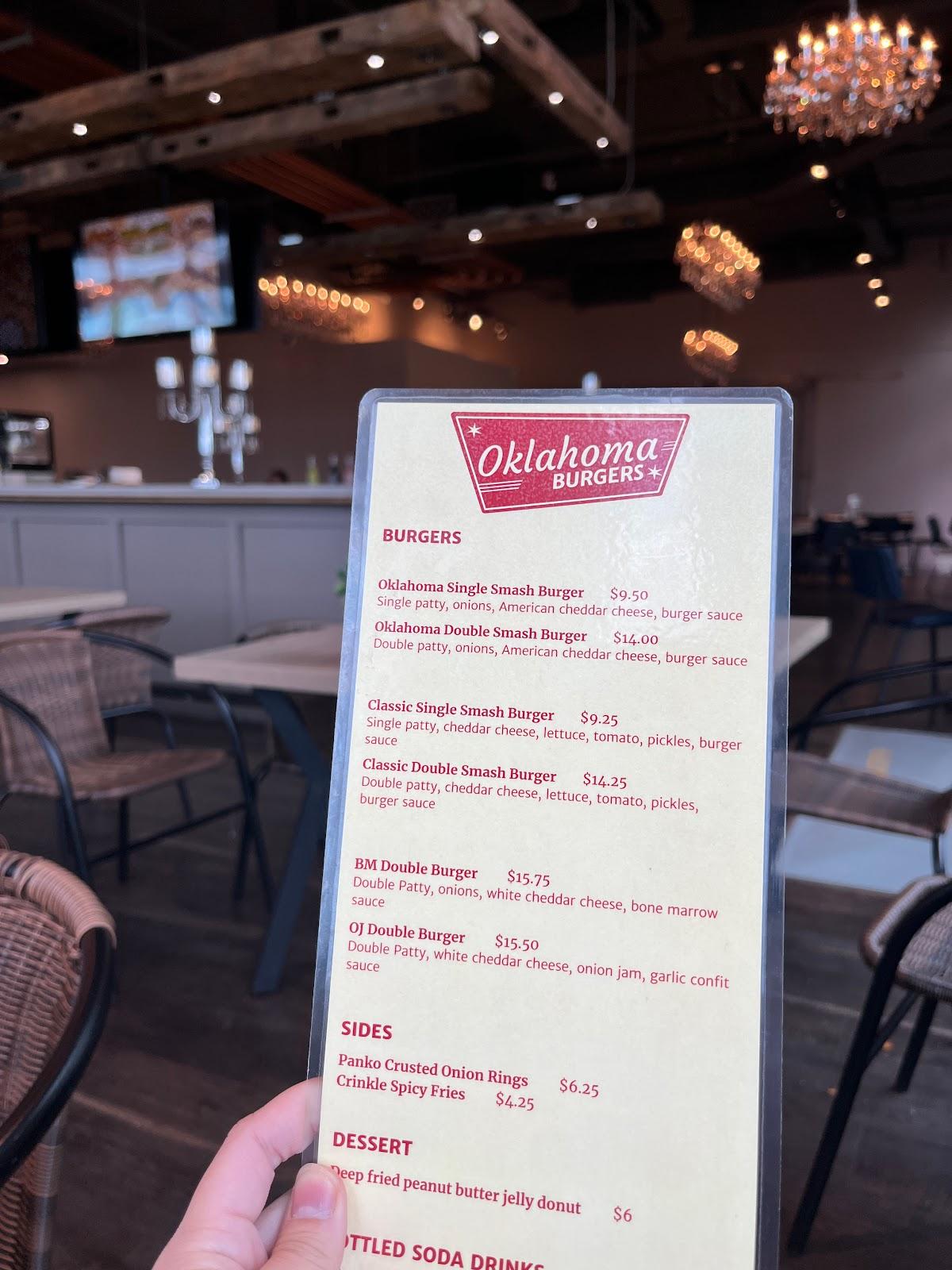 Menu at Oklahoma Burgers restaurant, Mississauga