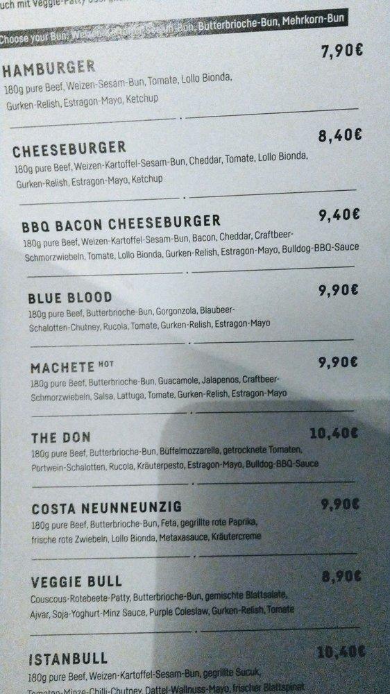 Speisekarte von The Bulldog - Burger & Barbecue Bar - Page, Osnabrück ...