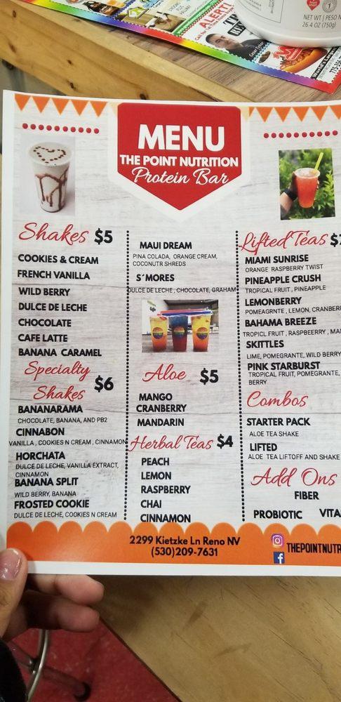 Menu at The Point Nutrition pub & bar, Reno