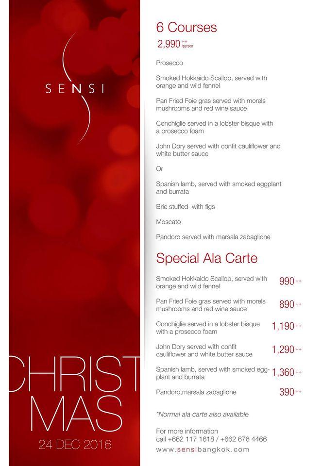 Menu at Via Emilia Italian Restaurant, Bangkok