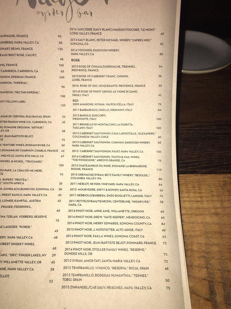 Menu at Alley Cat Oyster Bar, Cleveland