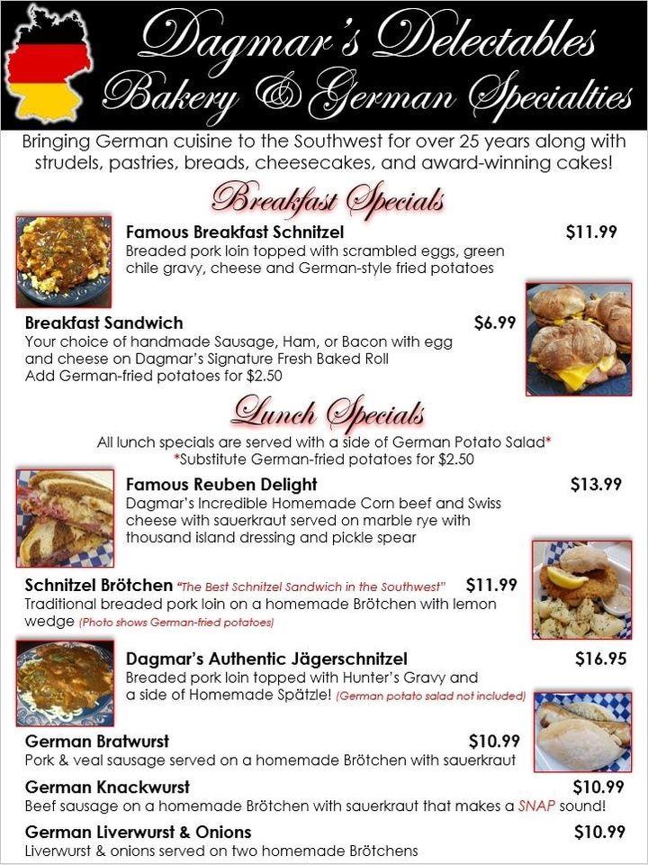 Menu at Dagmar's Specialties and German Bakery, Rio Rancho