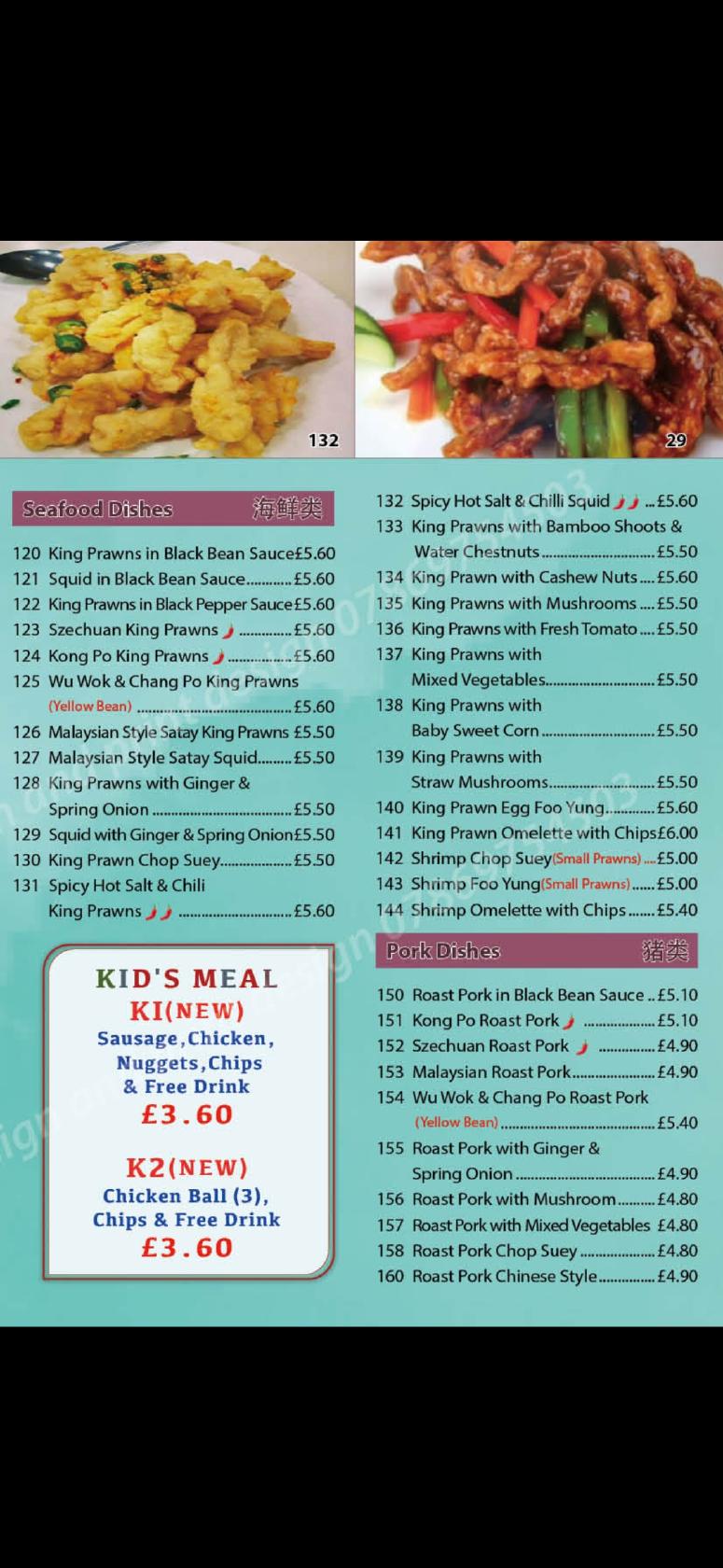 Menu at Hong Kong Chef fast food, Haxey