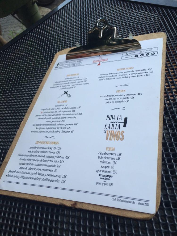 Menu at La Chunga Tapas pub & bar, Seville