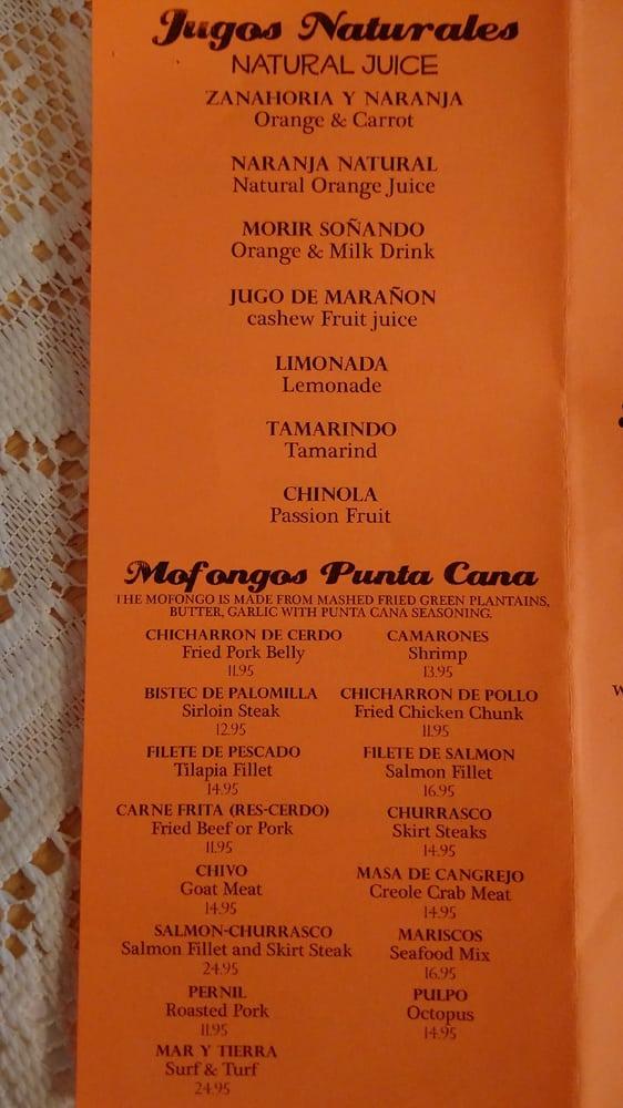 Menu at Punta Cana Restaurant, Dominican Food Traditional & Authentic ...