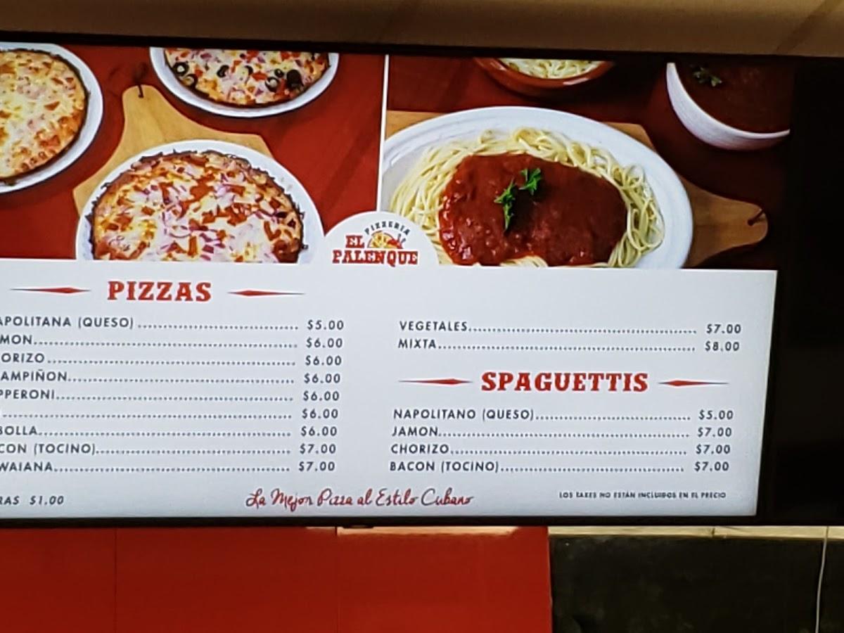 Carta de El Palenque Pizzería Cubana, Hialeah, 801 E 25th St