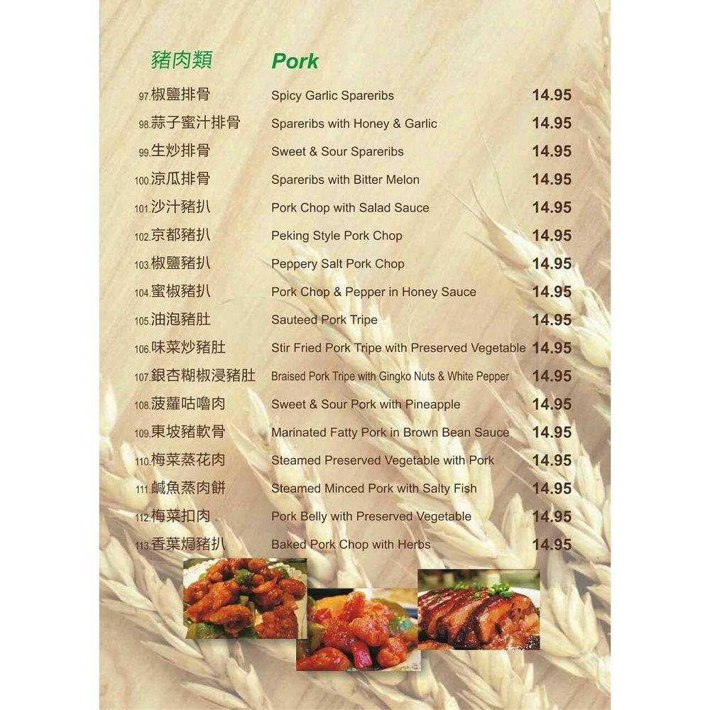 Menu at Golden Spring Restaurant, Vancouver