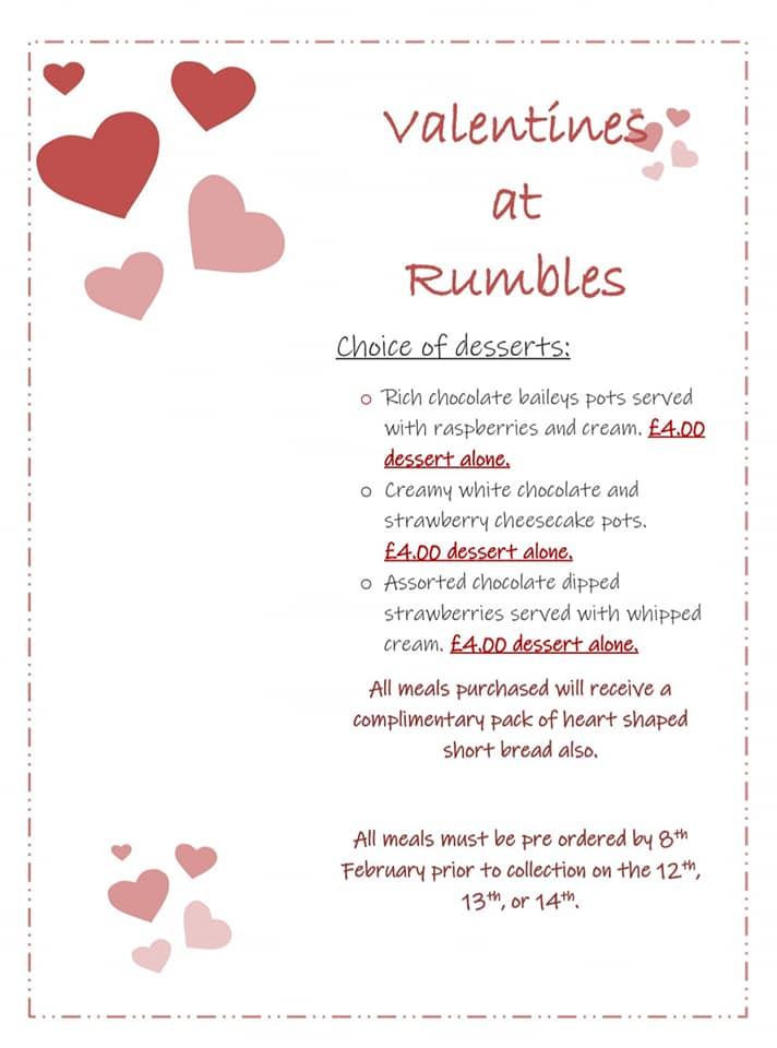 Menu at Rumbles at Vicar Water cafe, Mansfield